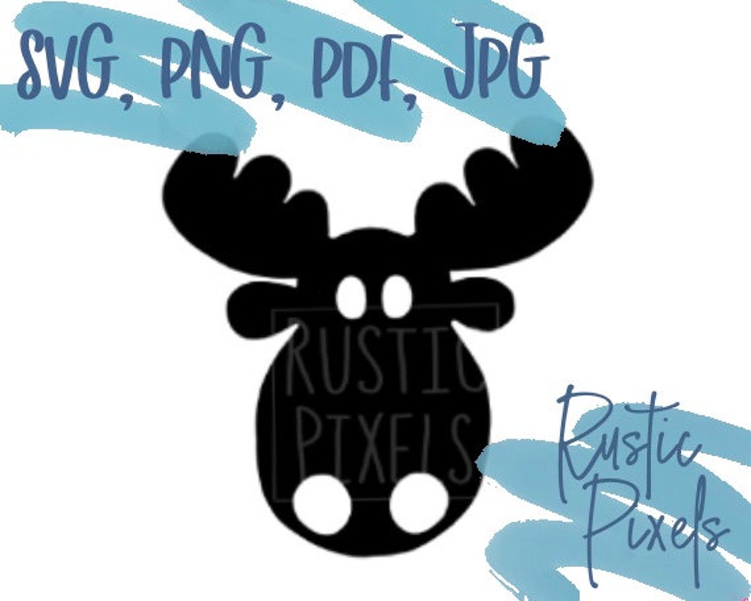 Moose Head Clip Art PNG SVG Cartoon Cute Moose Digital - Etsy
