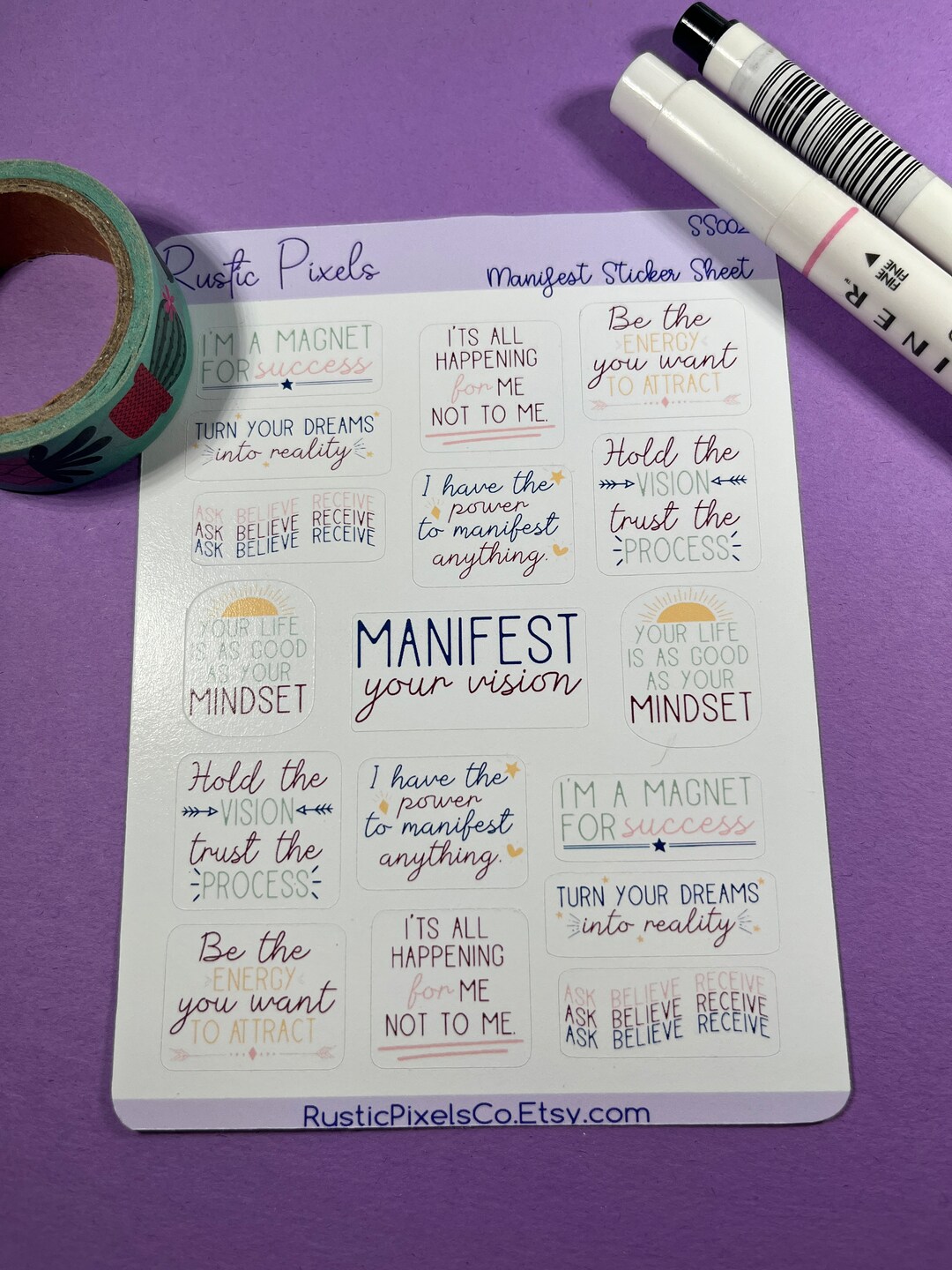 Manifest Sticker Sheet Semi-gloss Photo Quality - Etsy