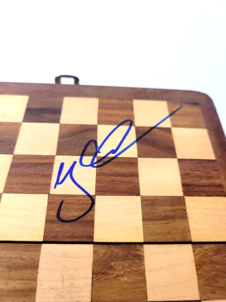 Magnus Carlsen Autographed Chess Board: A Grandmaster's Signature on a ...