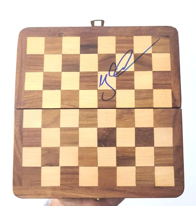 Magnus Carlsen Autographed Chess Board: A Grandmaster's Signature on a ...