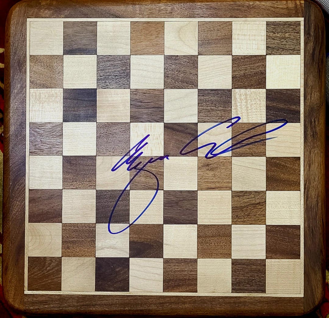 Magnus Carlsen Autographed Chess Board: Grandmaster Signature - Etsy