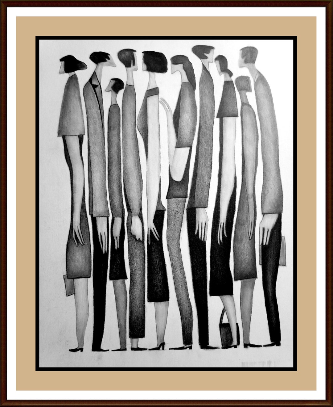 Artwork Title: Silent Strangers Made by Charcoal and Pencil on Acid ...
