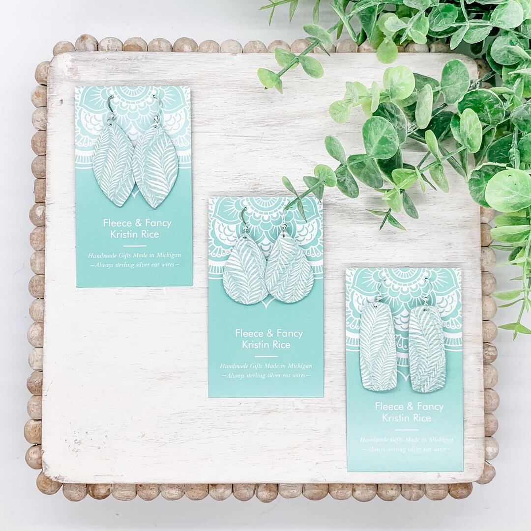 Mini Handmade Mint Fern Leather Earrings - Etsy