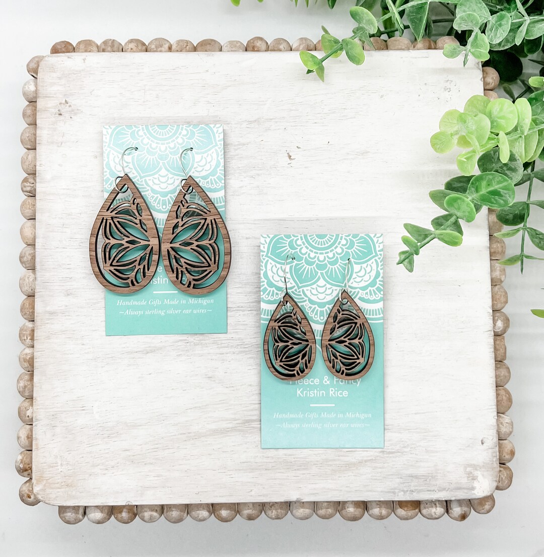 Laser Cut Filigree Floral Teardrop Earrings - Etsy