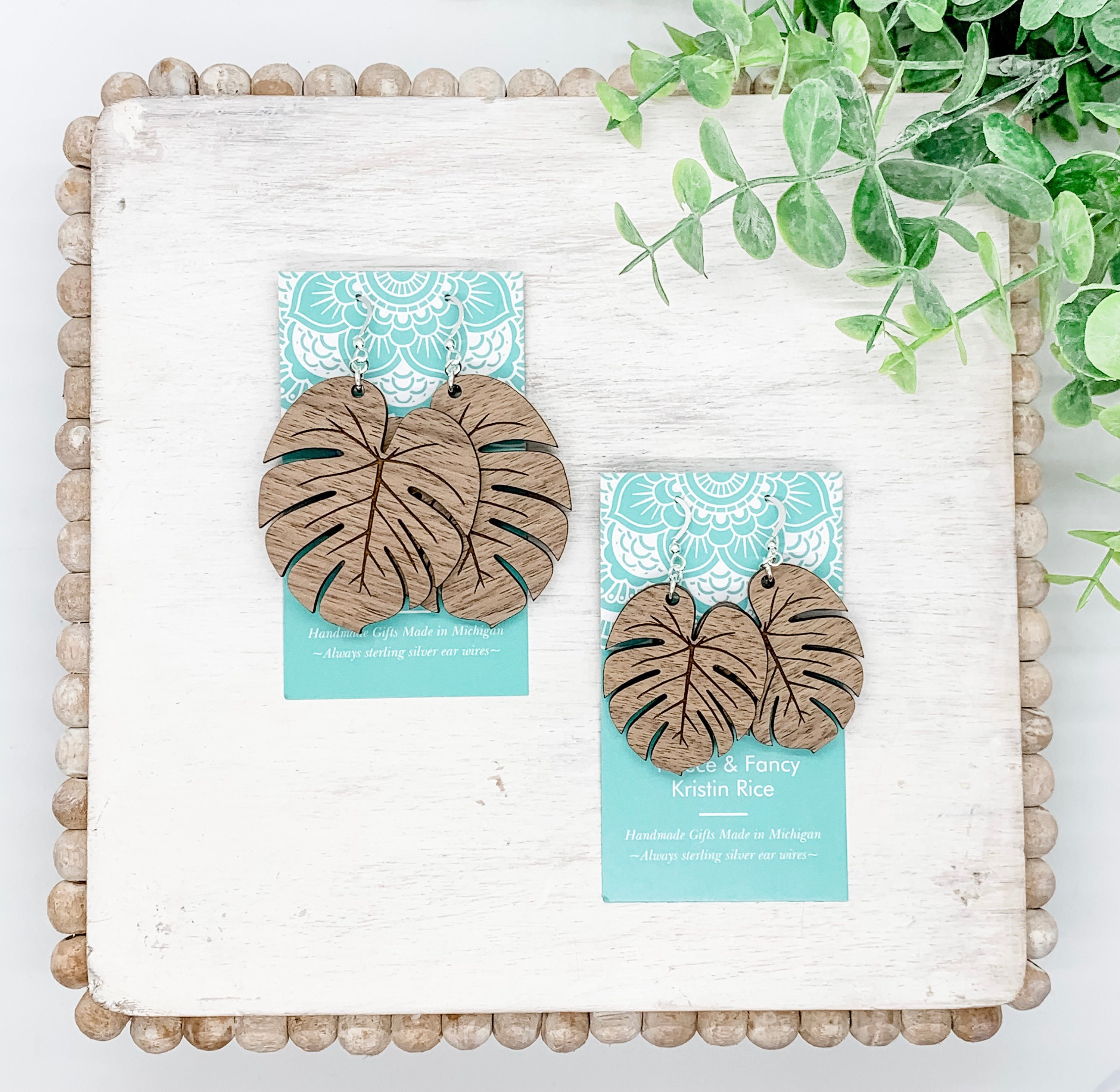 Laser Cut Monstera Wood Earrings | Etsy