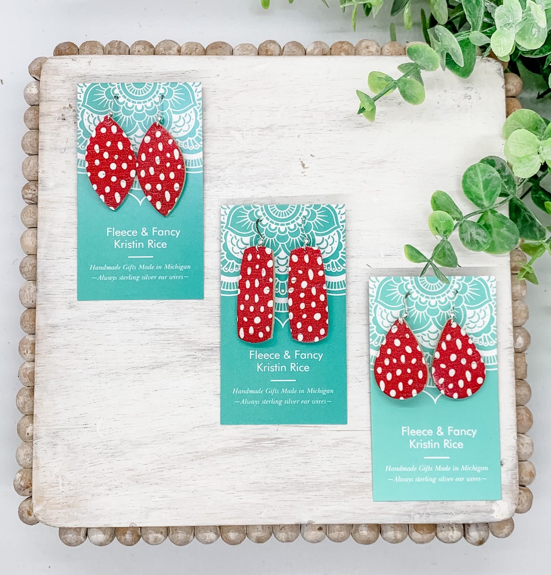 Mini Handmade Red Dancing Dots Cork Earrings - Etsy