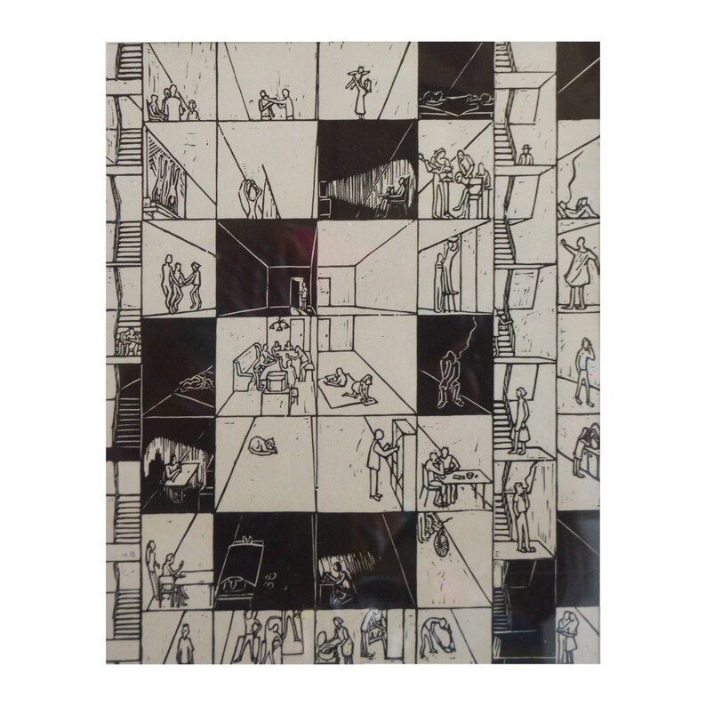 Human Anthill Watercolor, Original Geometric Painting, Realism Wall Art ...