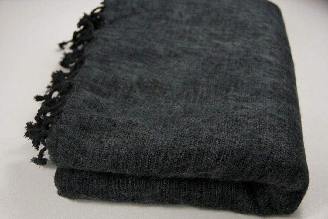 Charcoal Yak Wool Blanket Throws Large Shawl Wrap Soft Handmade Nepal ...