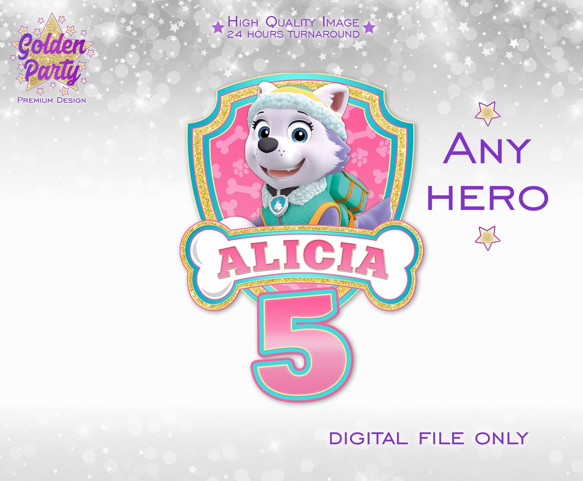 Paw Patrol logotipo rosa personalizado con el nombre y la | Etsy España