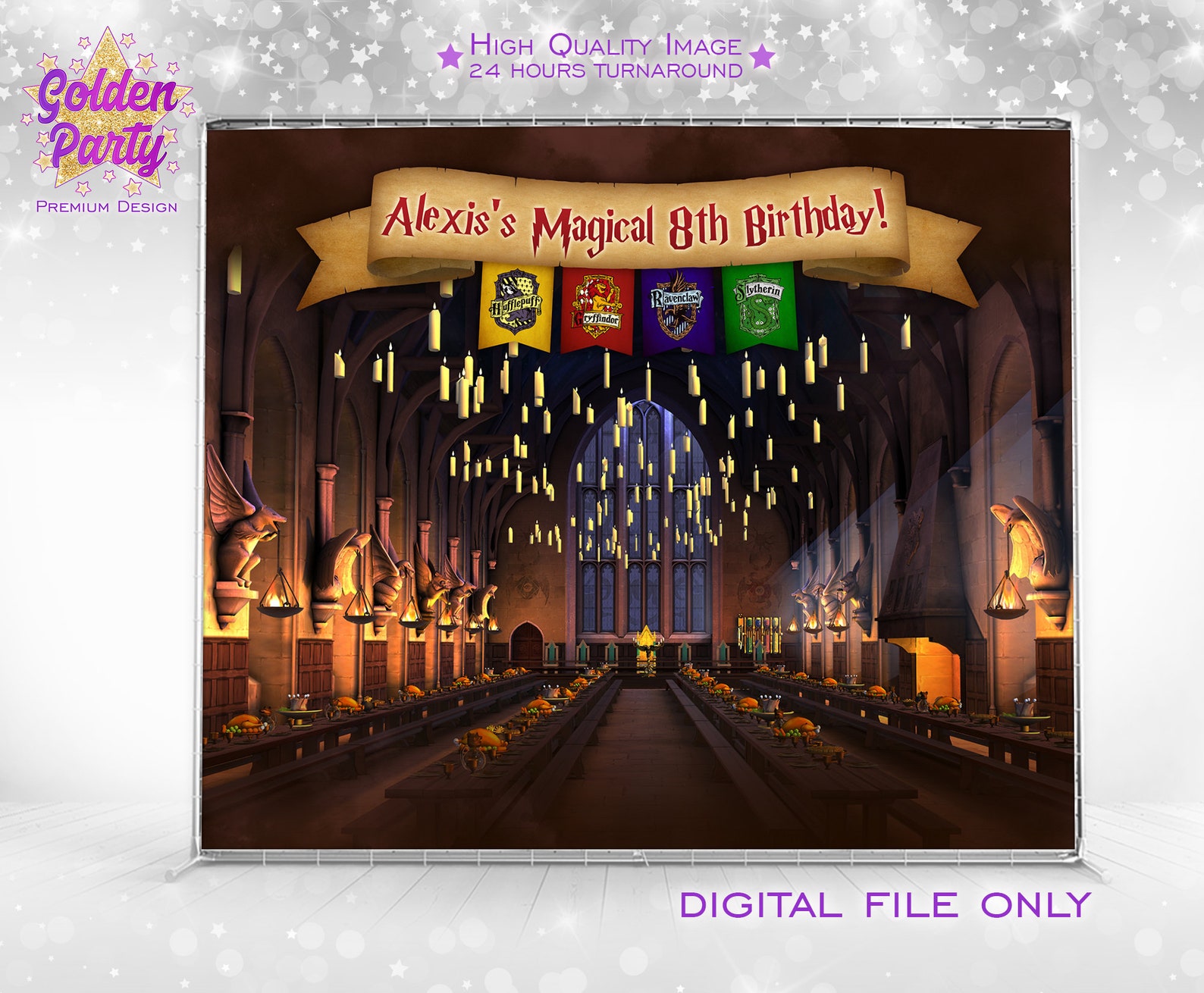 Harry potter Backdrop Printable Backdrop wizard Birthday | Etsy