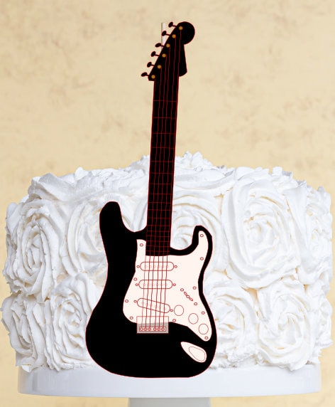 Electric Guitar Cake Topper Made of Wood Free Shipping - Etsy