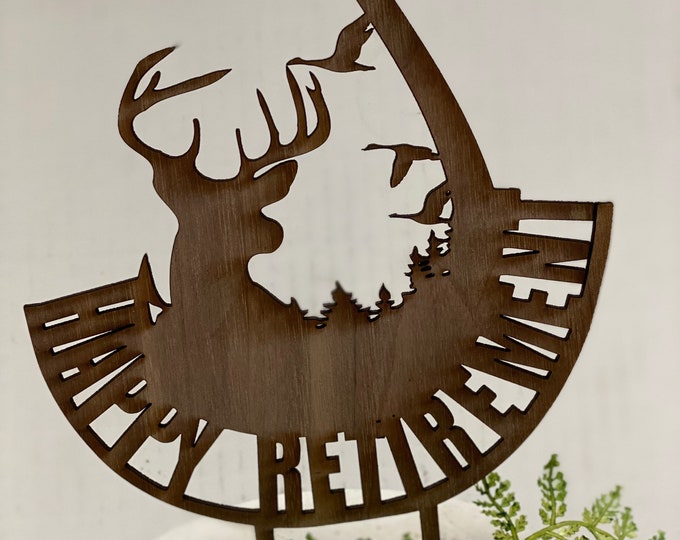 Happy Retirement Duck Hunter Deer Hunter Fishing Cake Topper | Made of ...