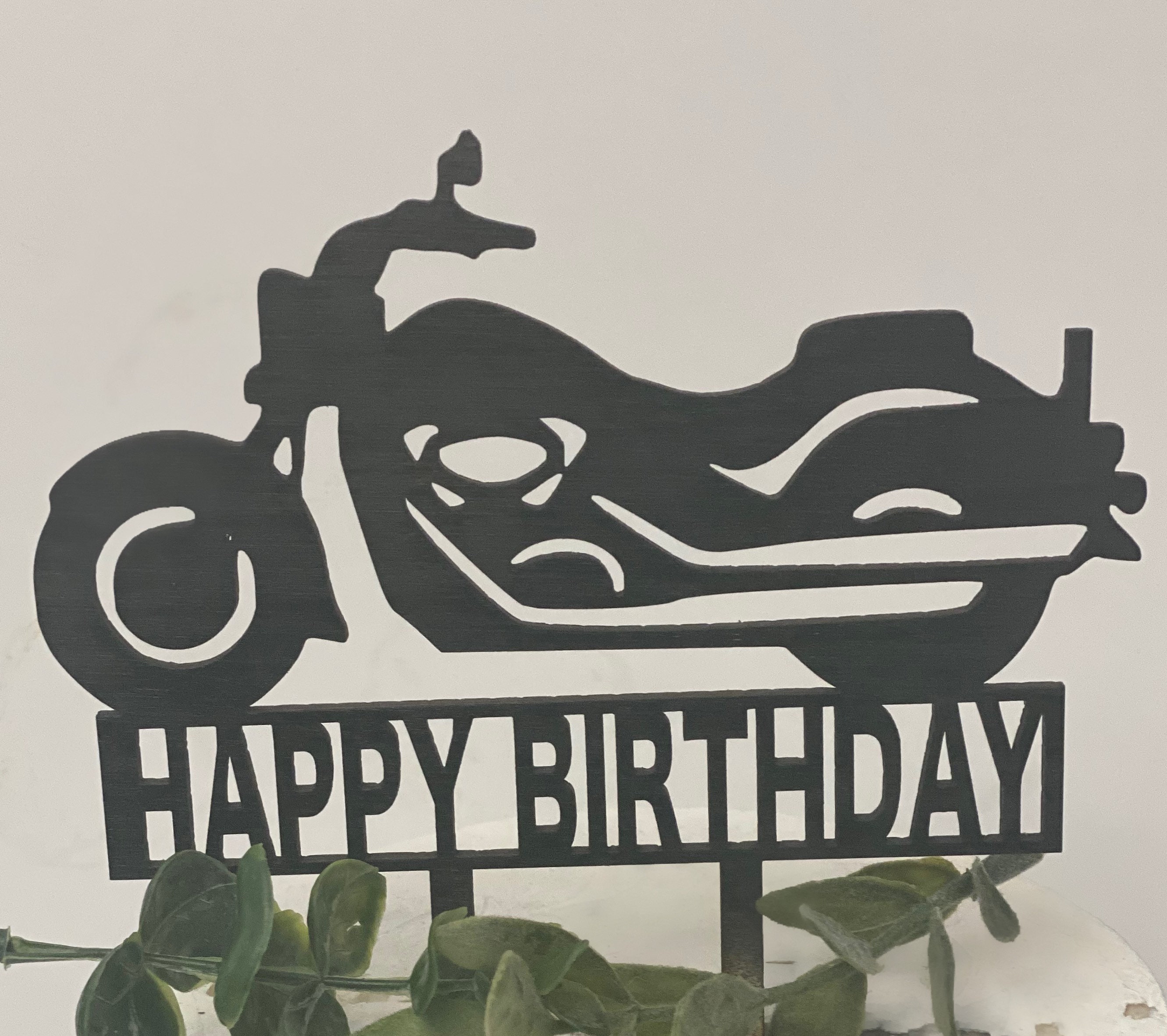 Motorcycle Happy Birthday Cake Topper | Many Colors | Made of Wood ...