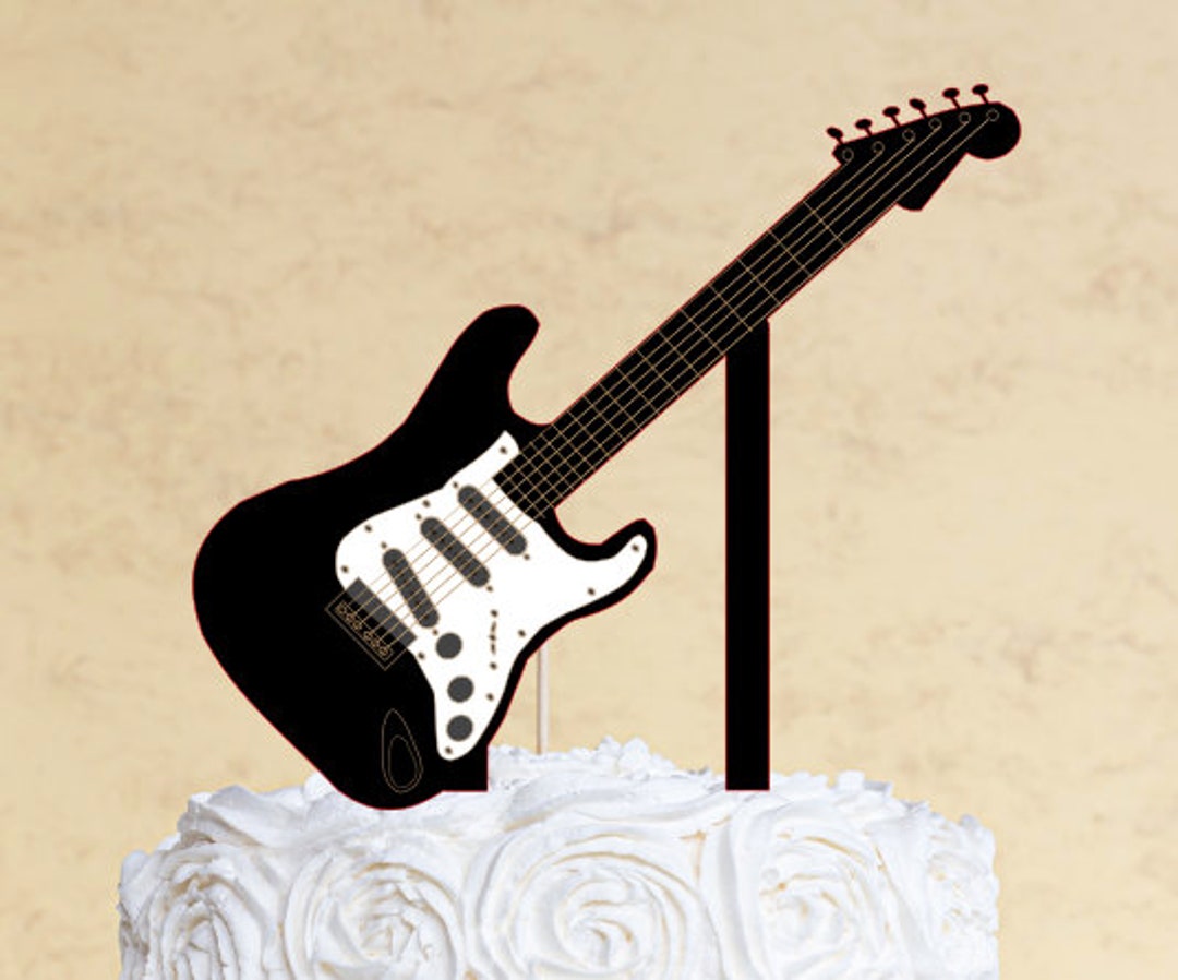 Electric Guitar 2 Layer (2 Colored) Cake Topper | Made of Wood | Free ...