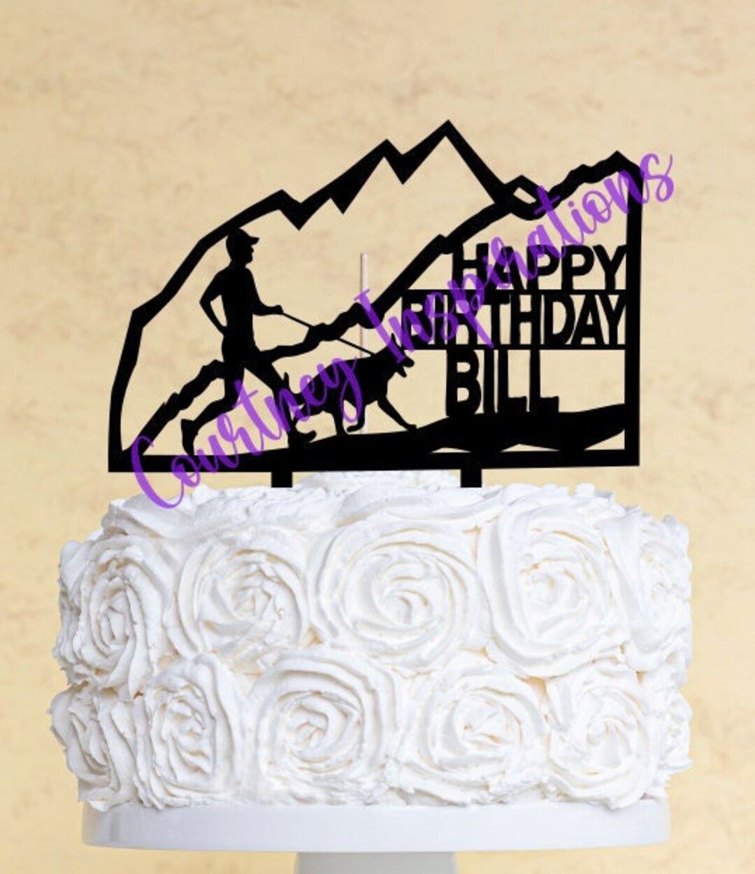 Running Man With Dog Cake Topper | Made of Wood | Wedding | Birthday ...