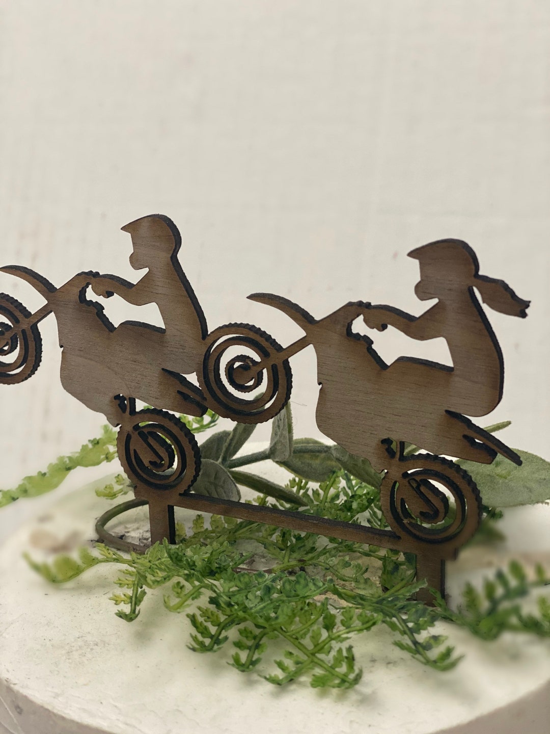 Couple Dirt Bike Cake Topper | Boy and Girl Mud Bikes | Made of Wood ...