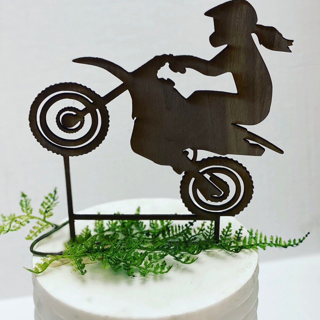 Girl Dirt Bike Cake Topper | Mud Bikes | Made of Wood | Many Colors ...