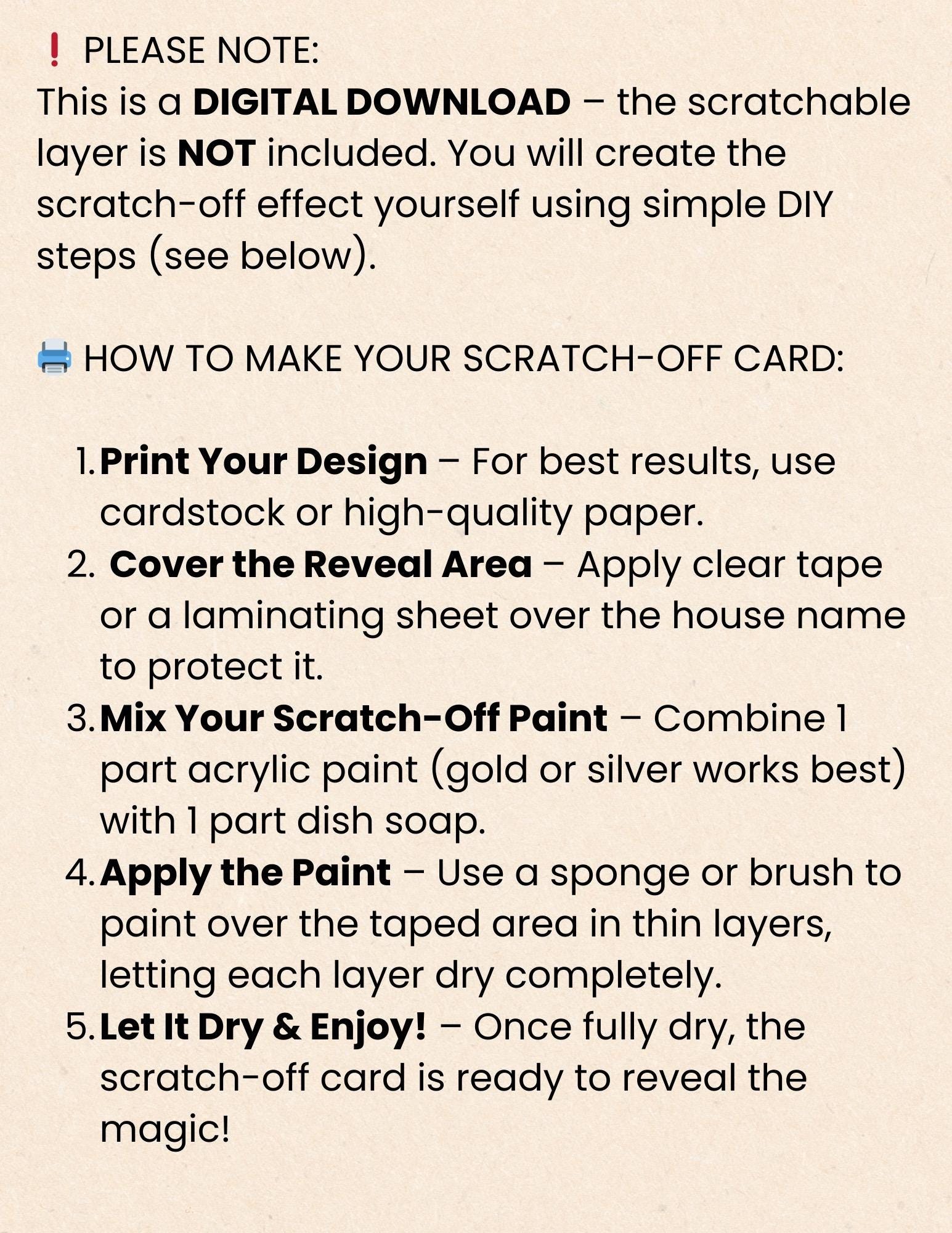 DIY Wizard-themed Sorting Hat Scratch-off Card - Printable PDF, Digital ...
