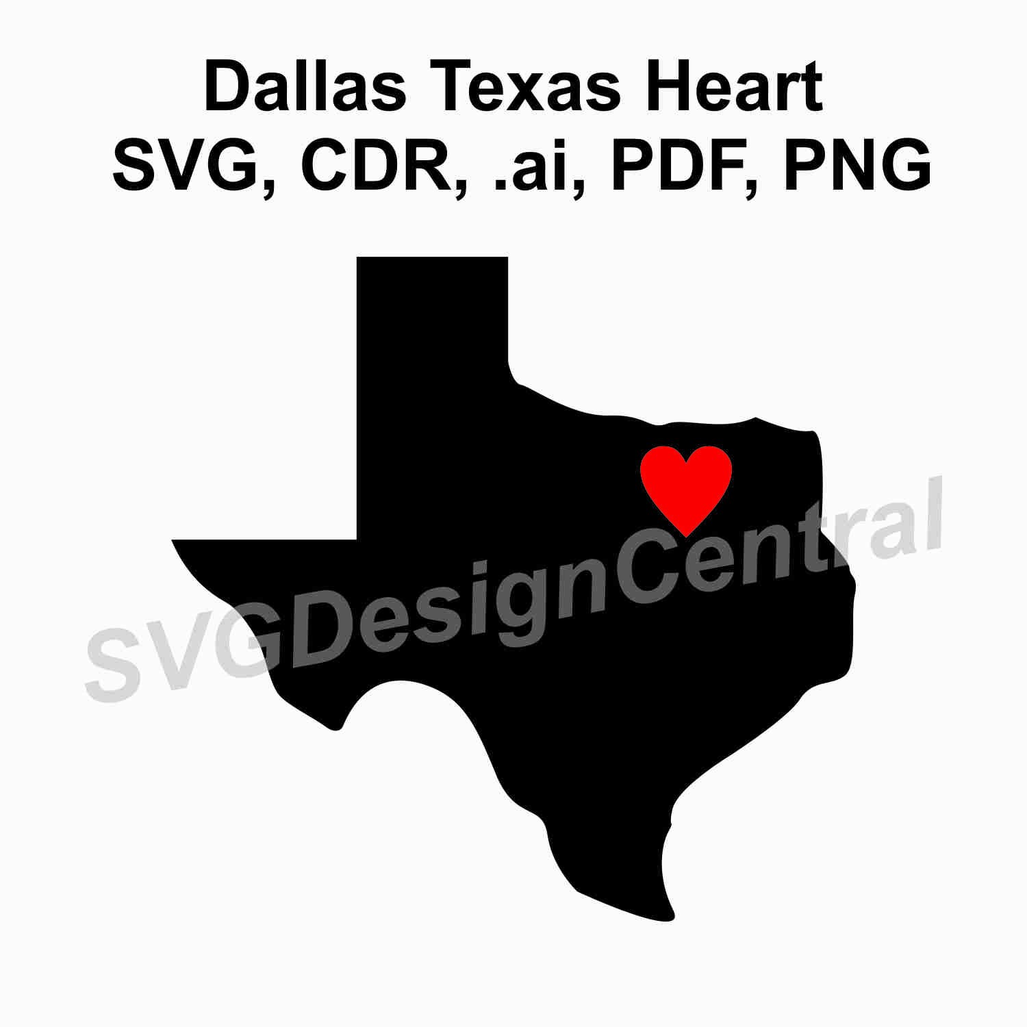 Dallas Texas Heart SVG, Ai, Pdf, Cdr. PNG - Etsy