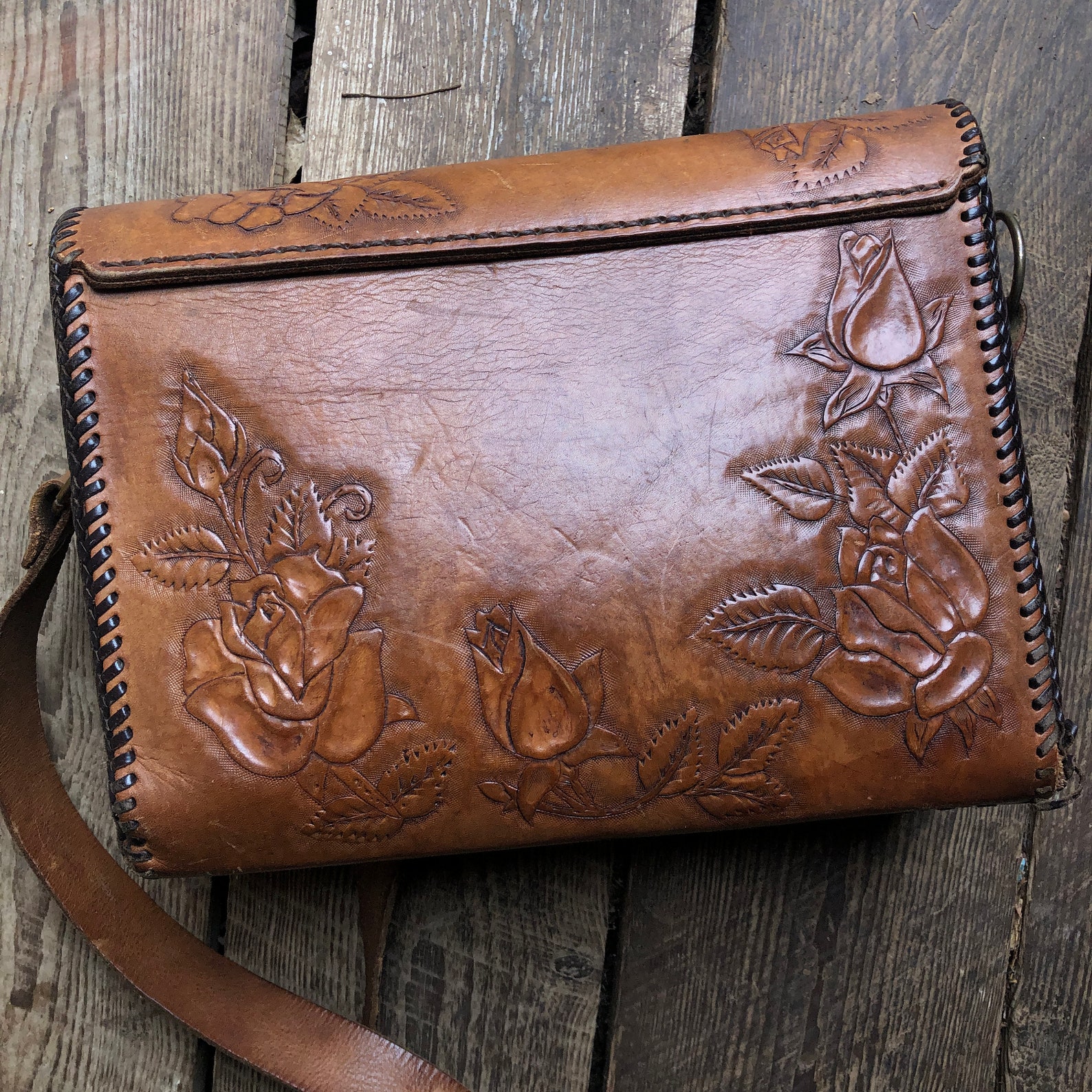 Floral Tooled Leather Purse Set With betty Personalized Check Book ...