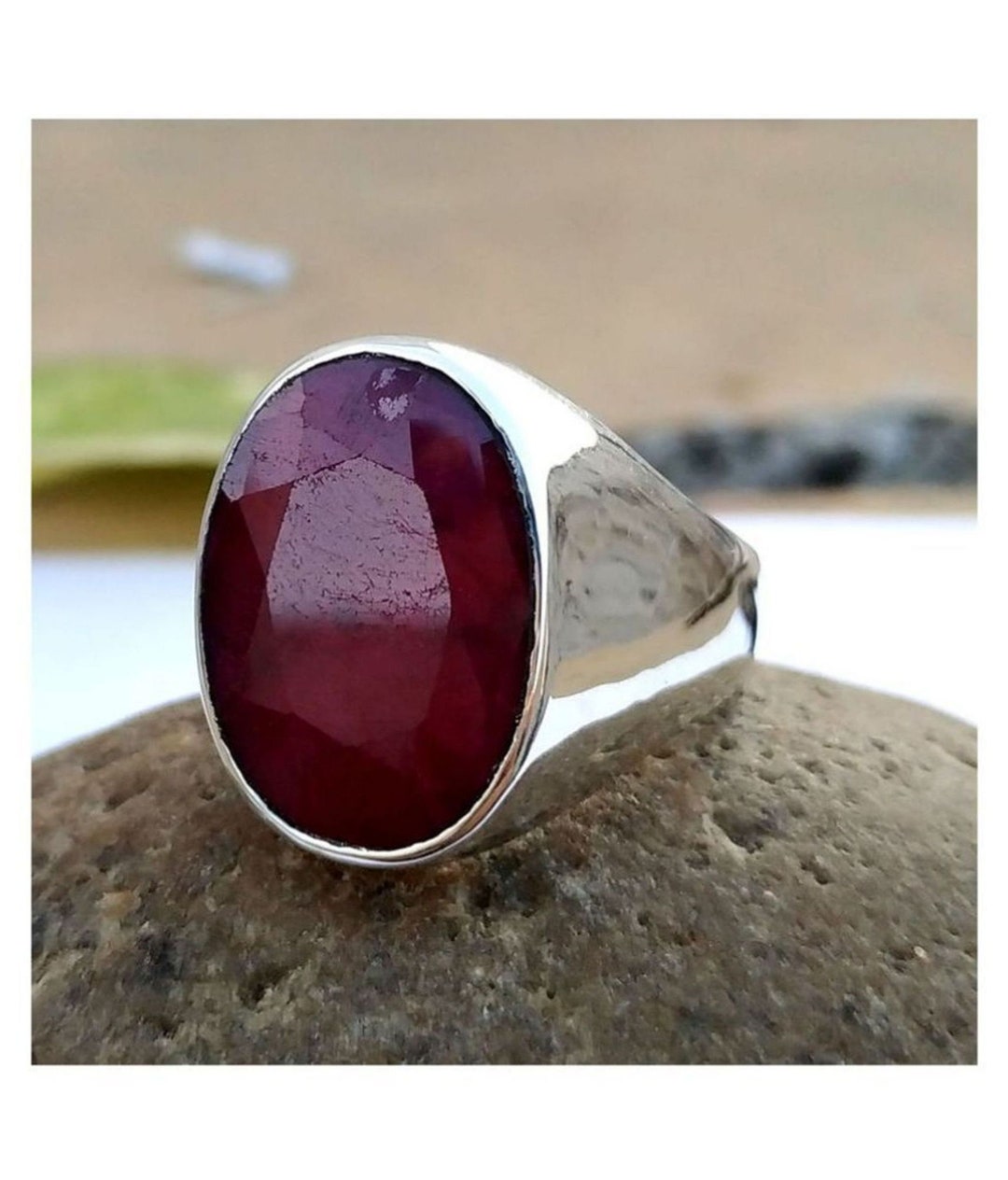 Natural Indian Ruby Ring: 925 Sterling Silver Astrology Ring - Etsy