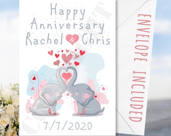 Elephant Tying the Knot Card - Etsy