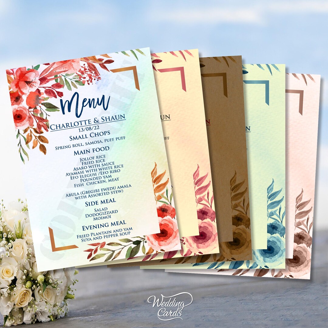 10 X Personalised Menu Cards Place Table Decoration Wedding Marriage ...