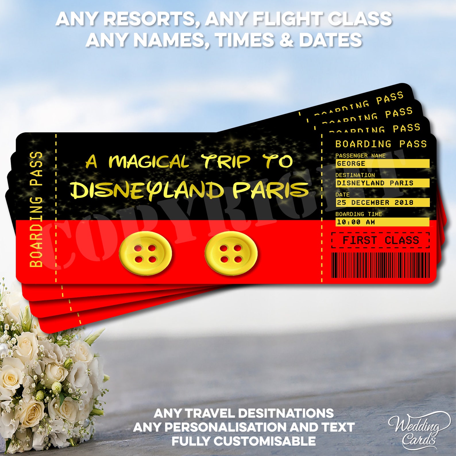 Personalised 1 Flight Ticket Reveal Gift Trip Present Surprise - Etsy