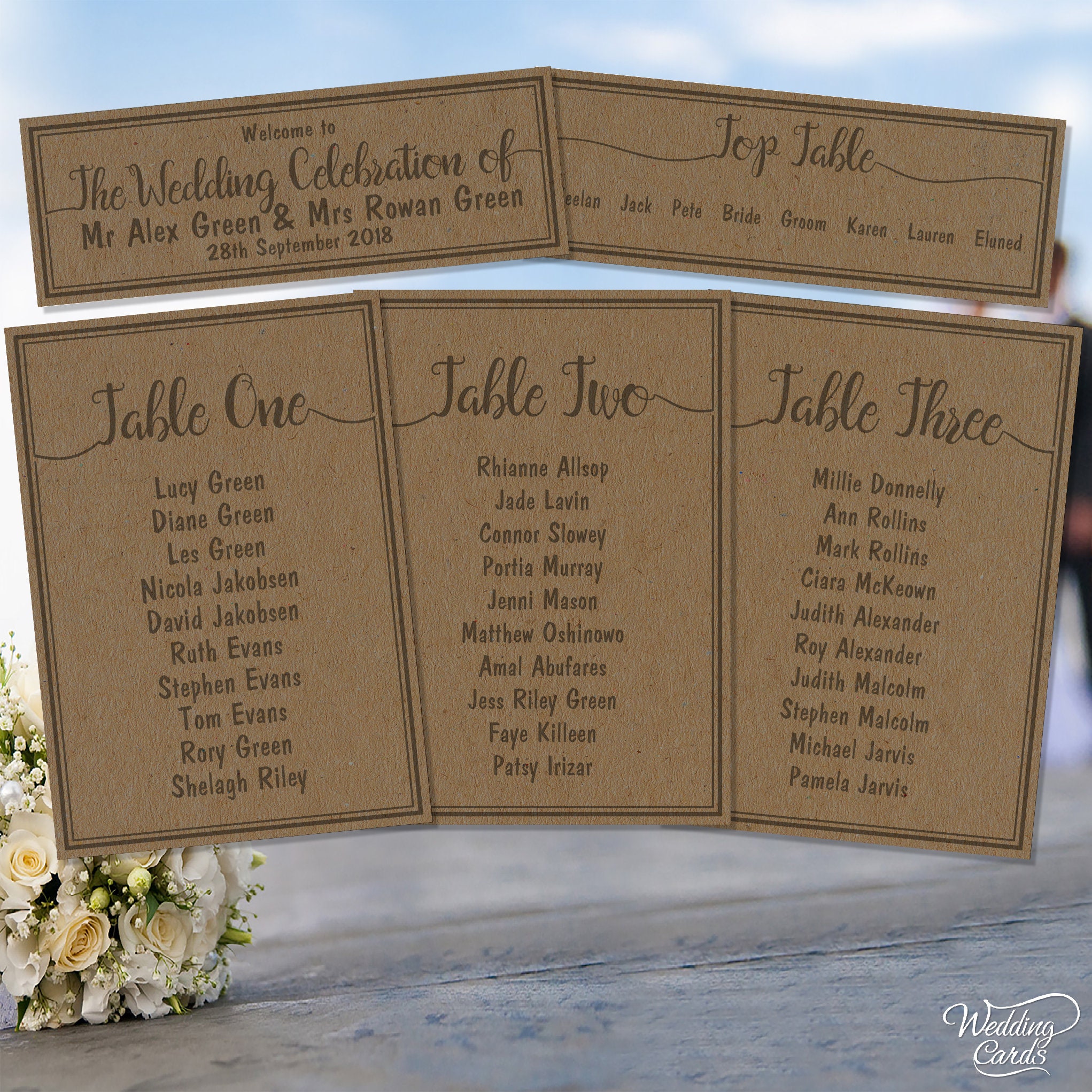 1 X Personalised Table Place Card for Wedding Plan Order of - Etsy UK