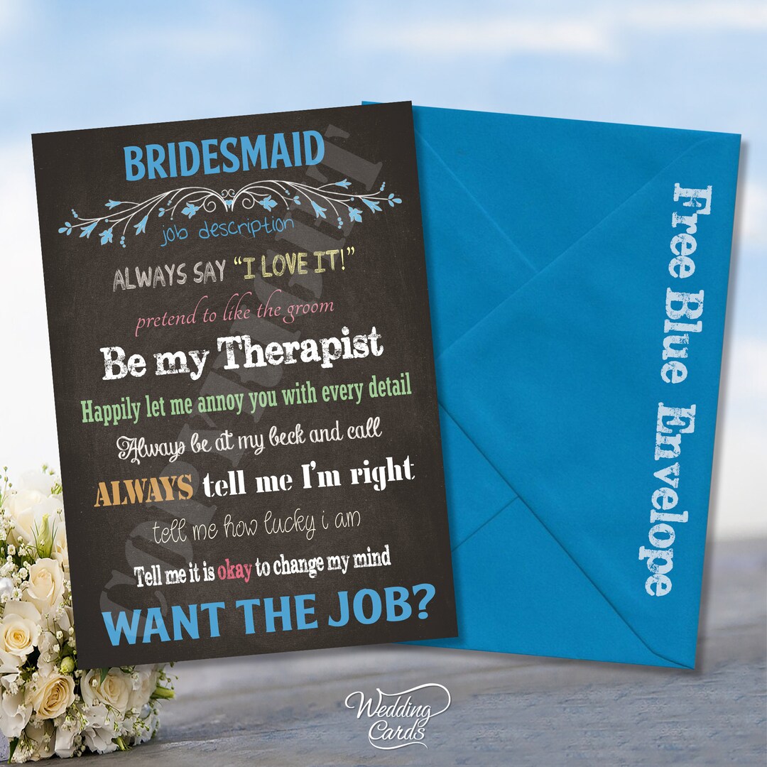 Bridesmaid Proposal Card: 'job Description' Invitation A6 - Etsy