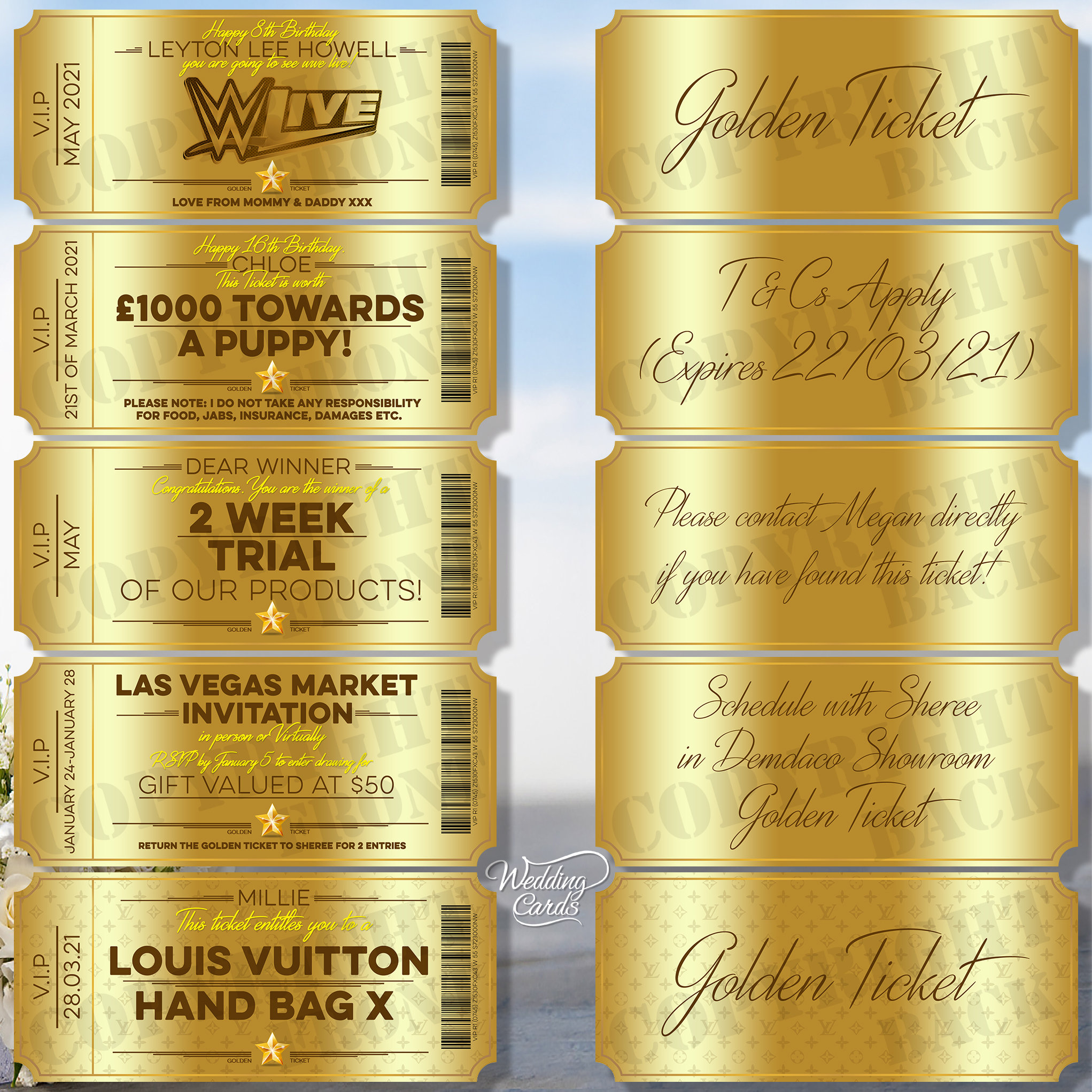 Personalised Wedding Reception Birthday Party Day Cards Golden - Etsy