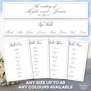 1 X Personalised Table Place Card for Wedding Plan Order of the Day Our ...