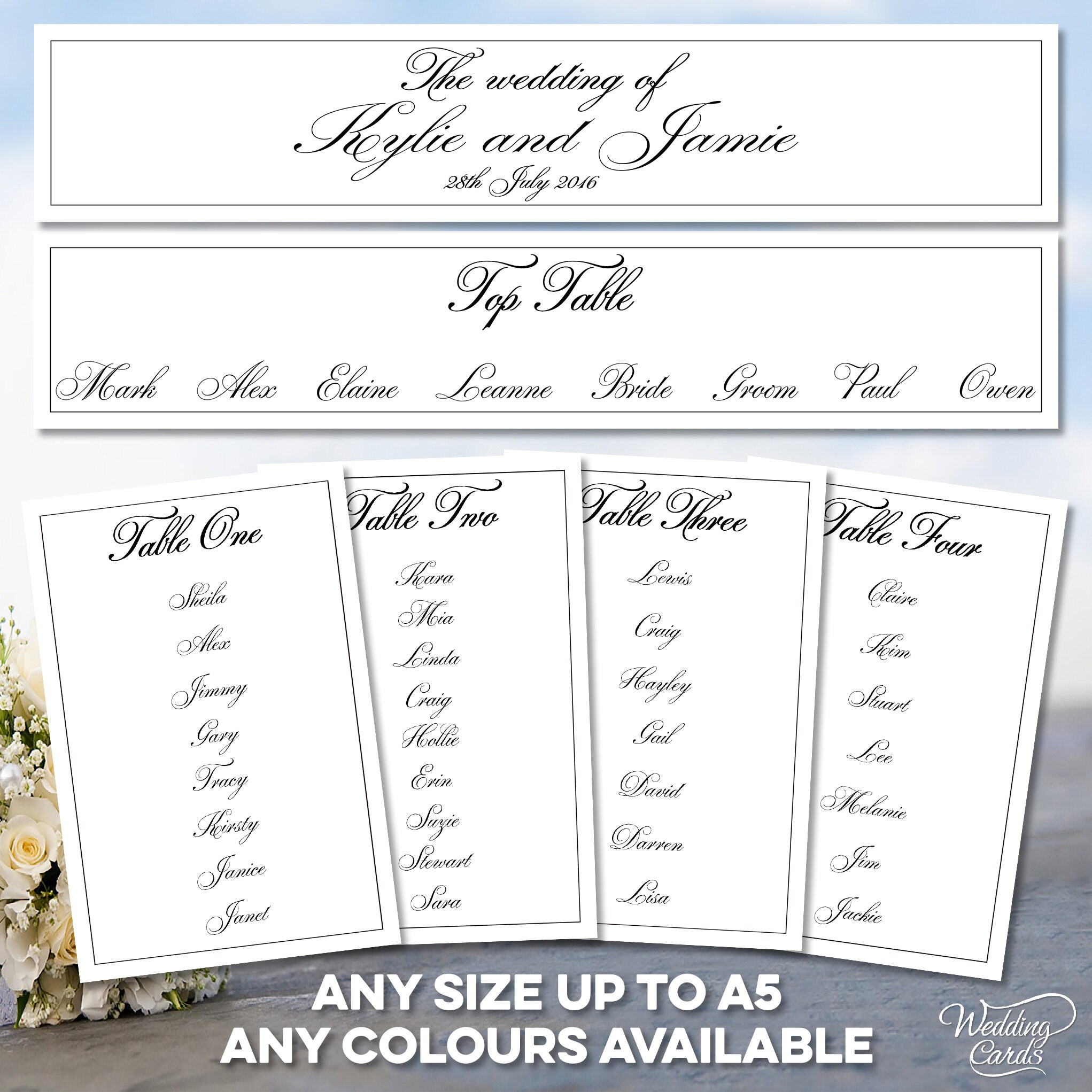 1 x Personalised Table place card for Wedding Plan Order of | Etsy