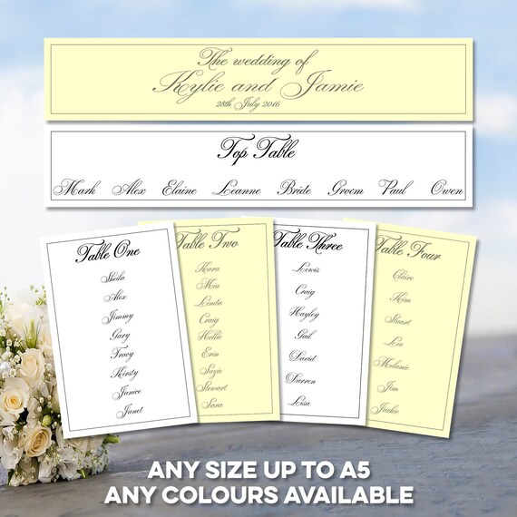 1 X Personalised Table Place Card for Wedding Plan Order of | Etsy