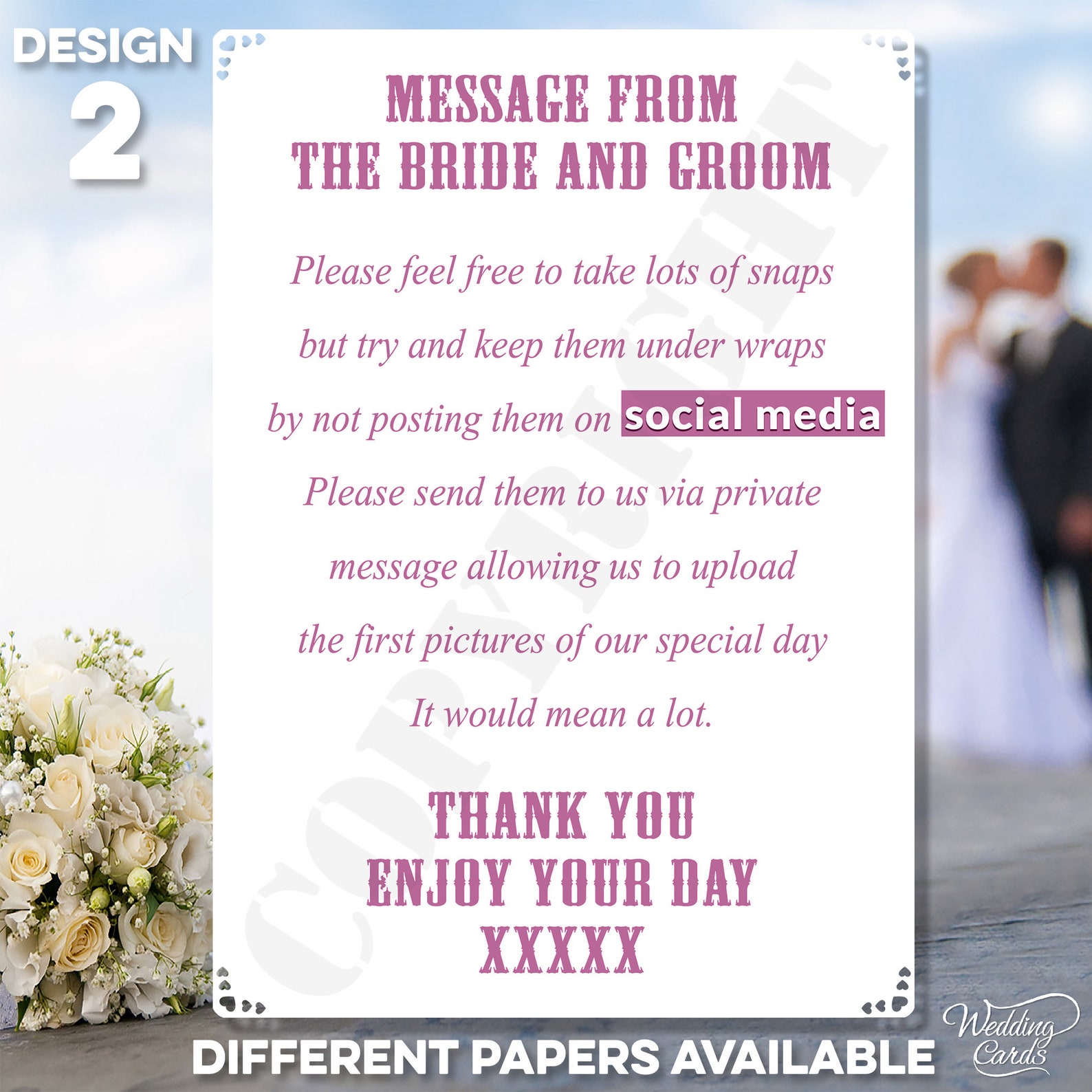 Polite Notice Guests Are Requested Not to Share Pictures on | Etsy