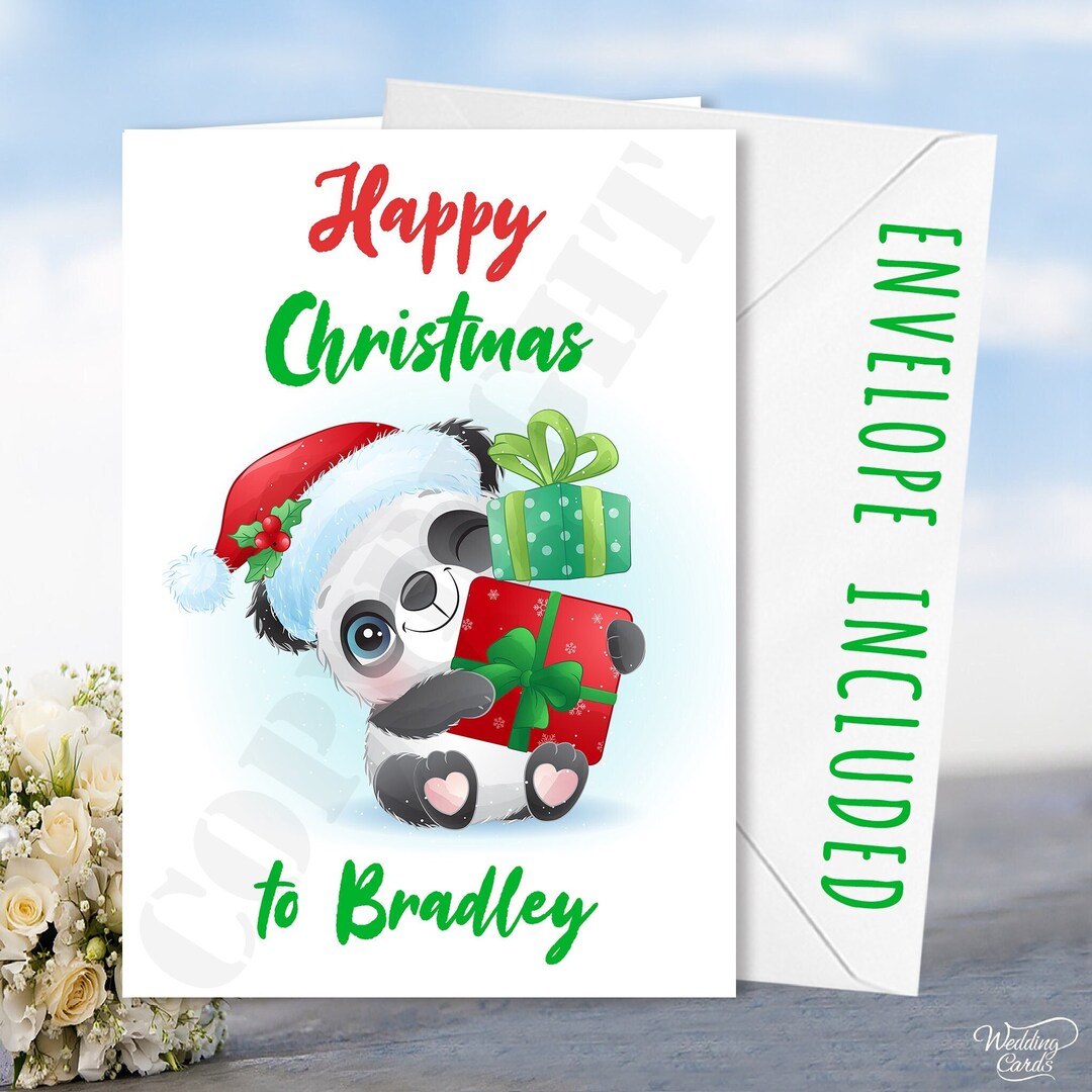 Personalized Panda Christmas Card: Funny Santa Gift - Etsy