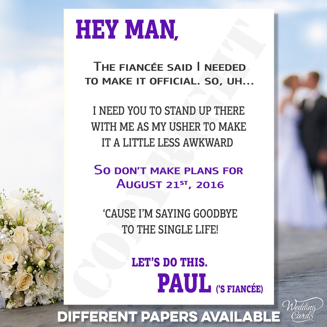 HEY MAN Personalised Will You Be My Best Man Groomsman Usher - Etsy UK