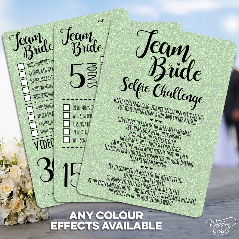 Team Bride Selfie Challenge Cards: Hen Party Game, A6 Postcards - Etsy