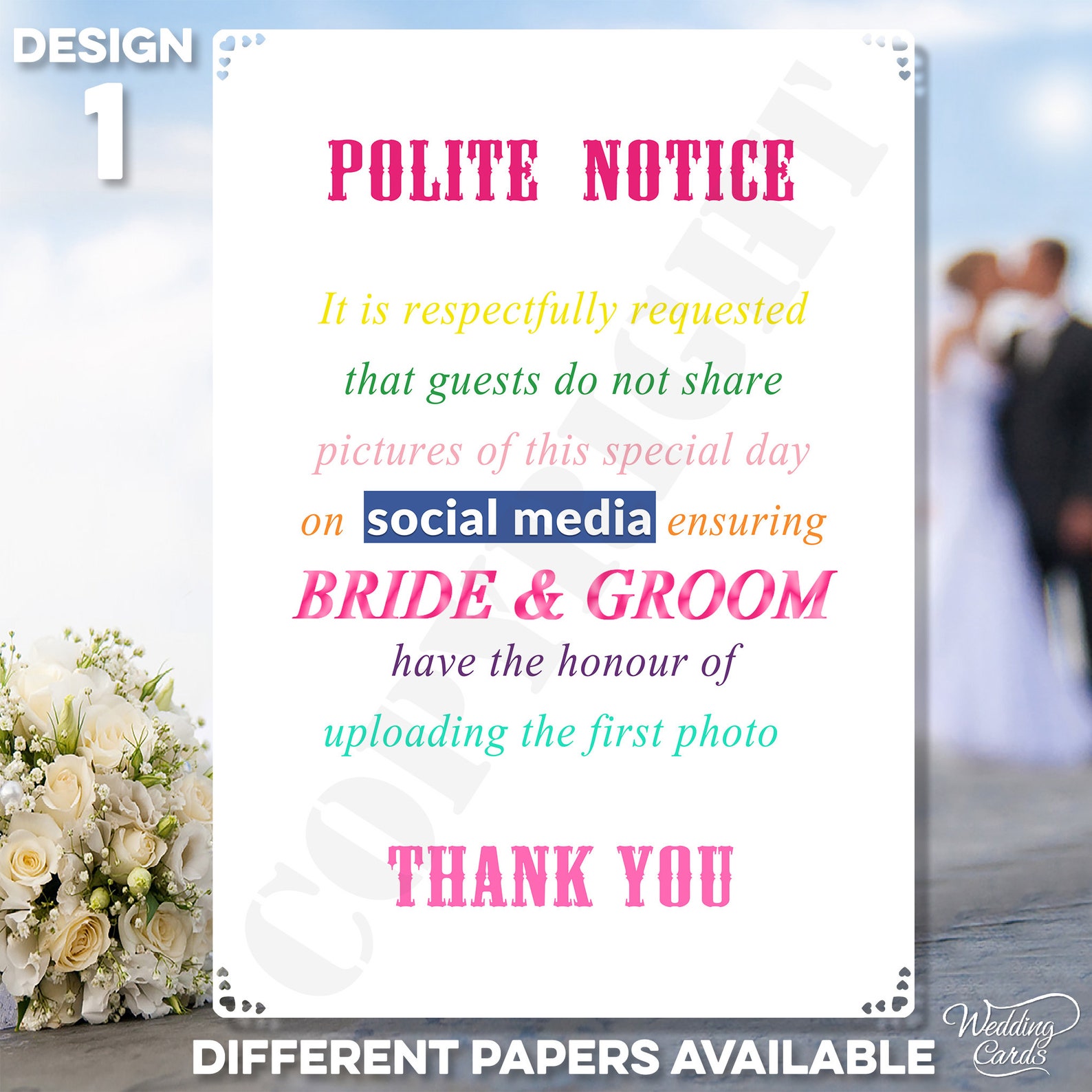 Polite Notice Guests Are Requested Not to Share Pictures on - Etsy