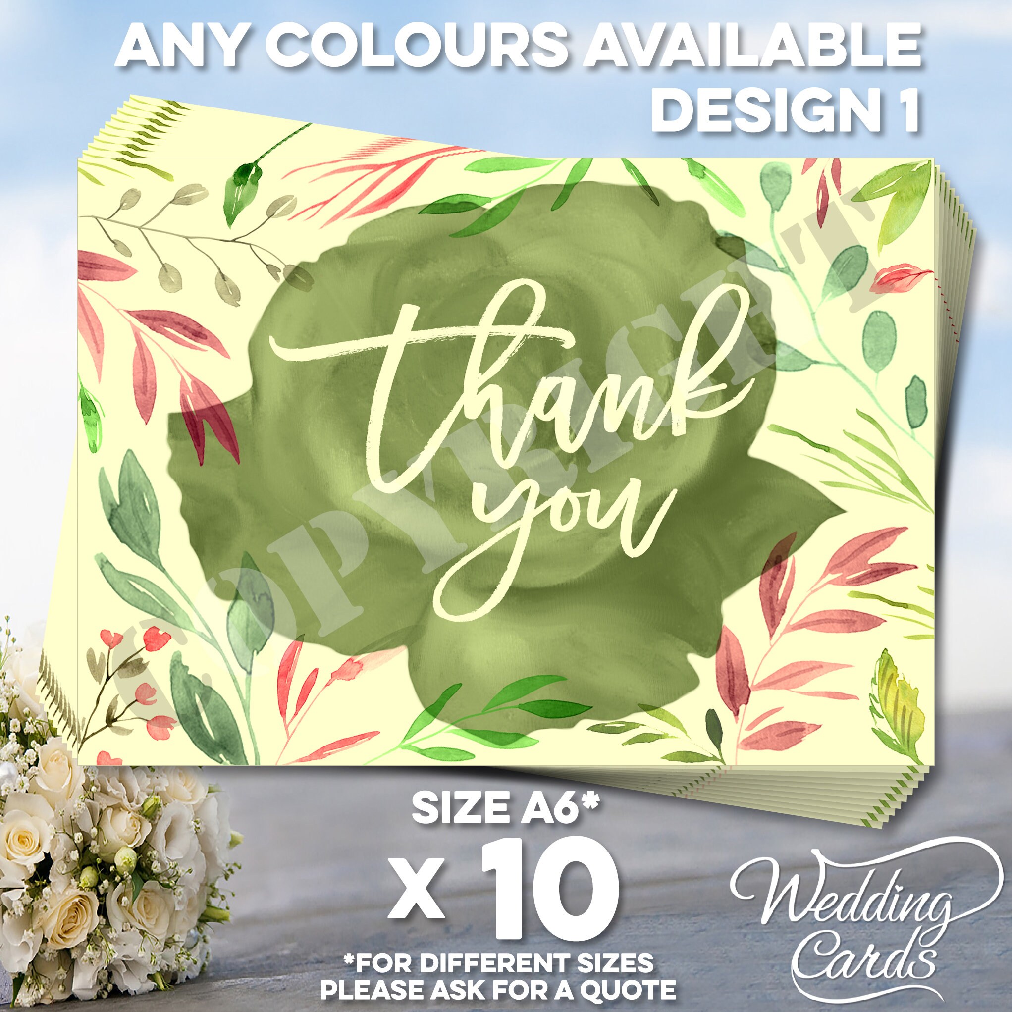 Set of 10 X Roses Curved Lines Flowers Watercolour Floral | Etsy