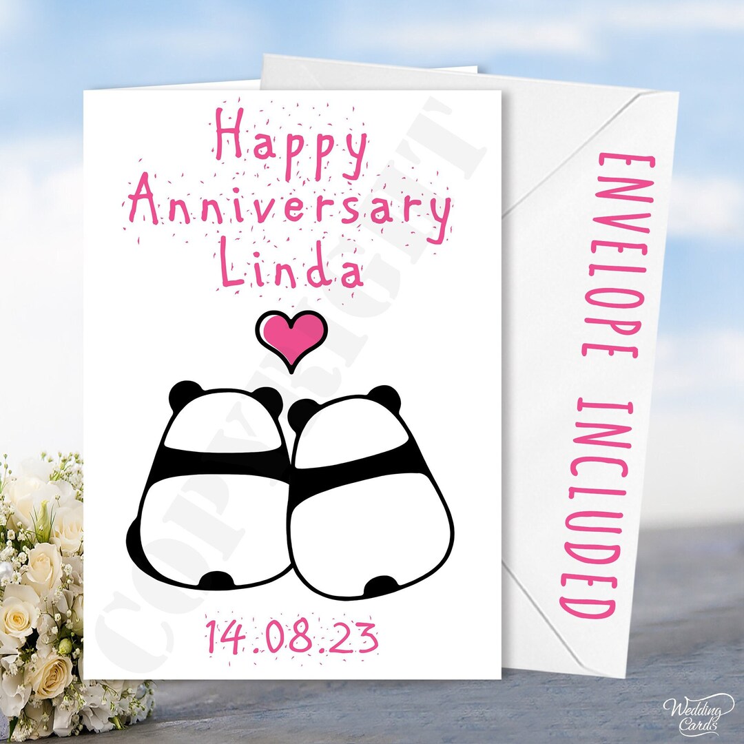 Personalized Panda Anniversary Card, Couple Gift - Etsy
