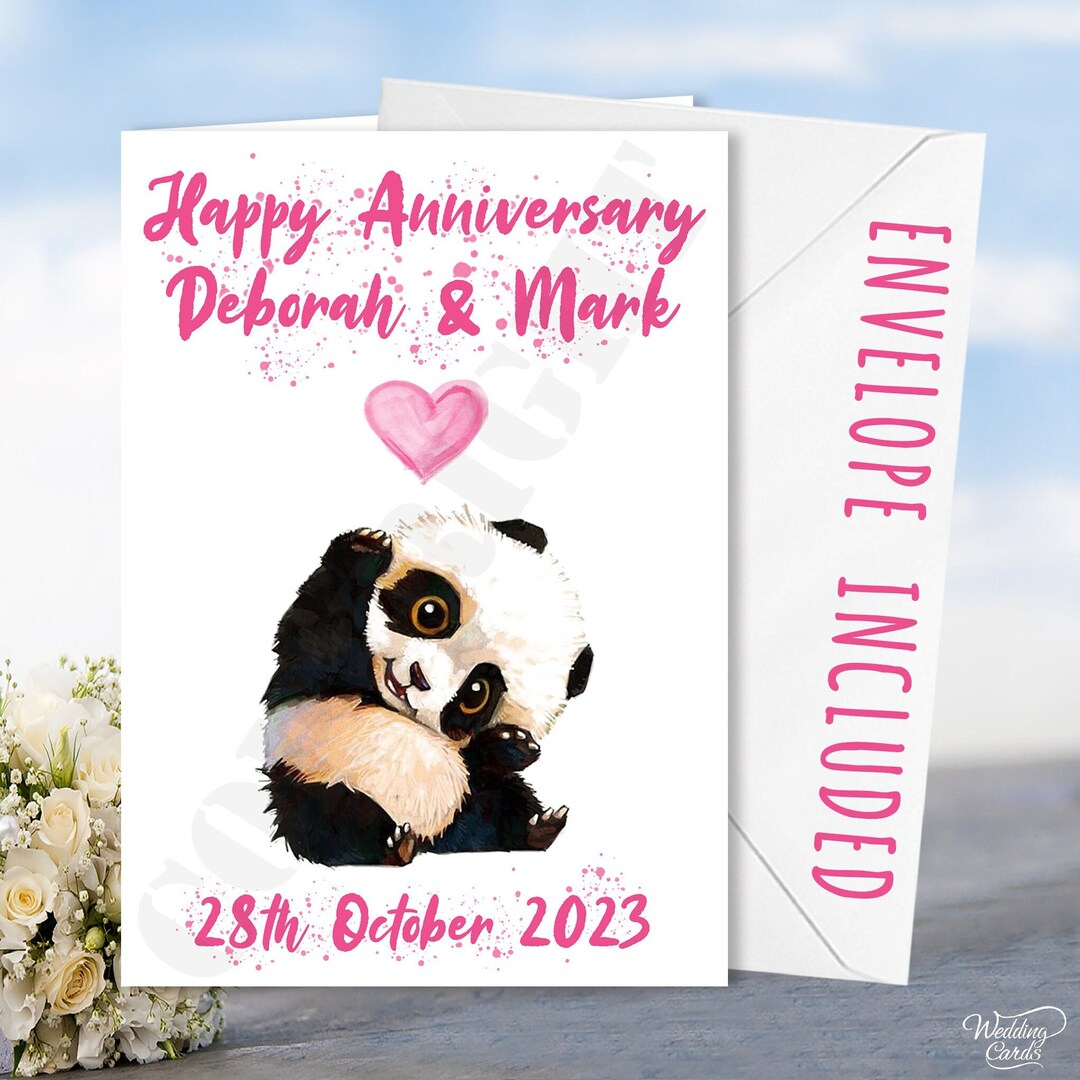 Personalised Happy Anniversary Birthday Card Love Panda Pandas Husband ...