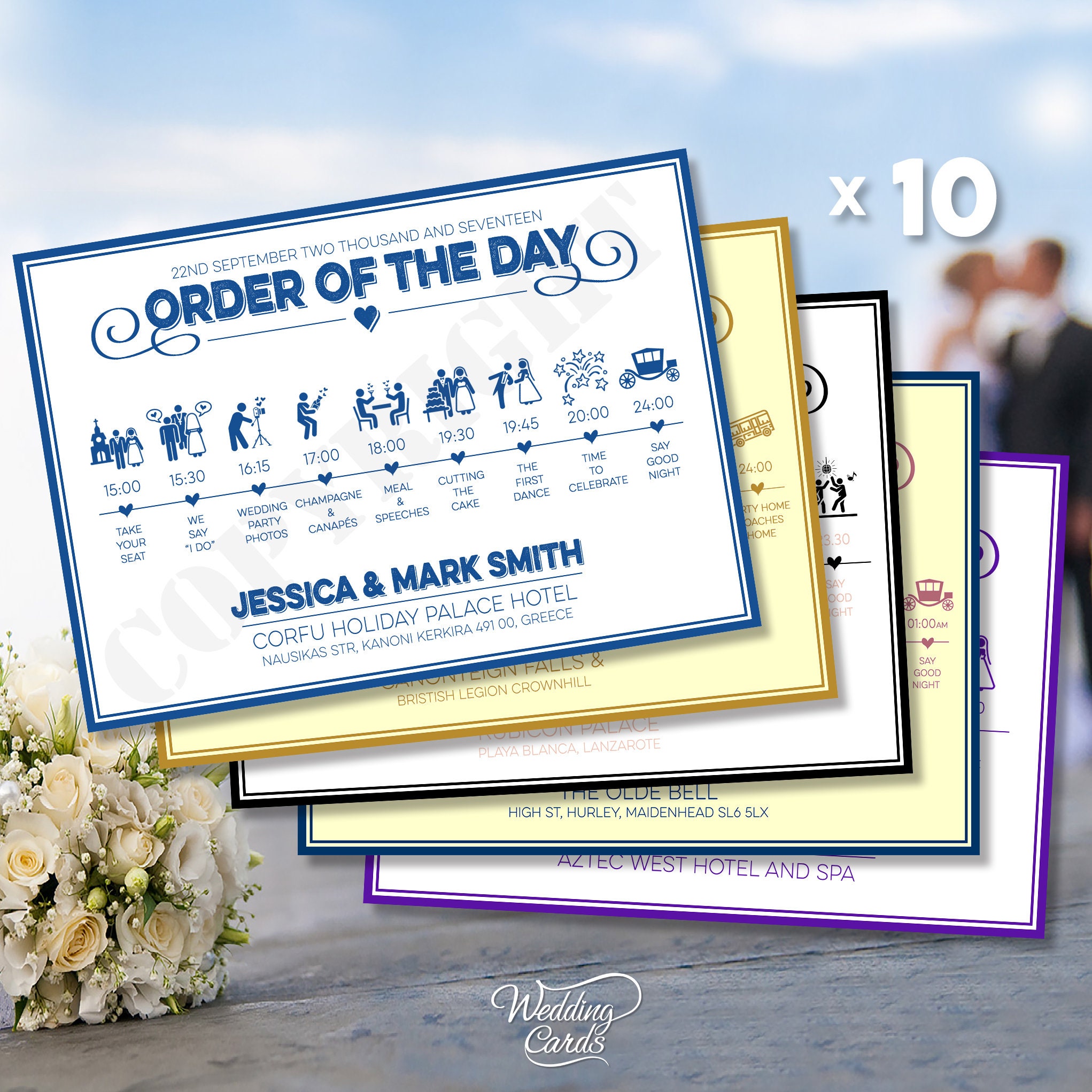 10 X Order of the Day Wedding Service Plan Schedule Our | Etsy