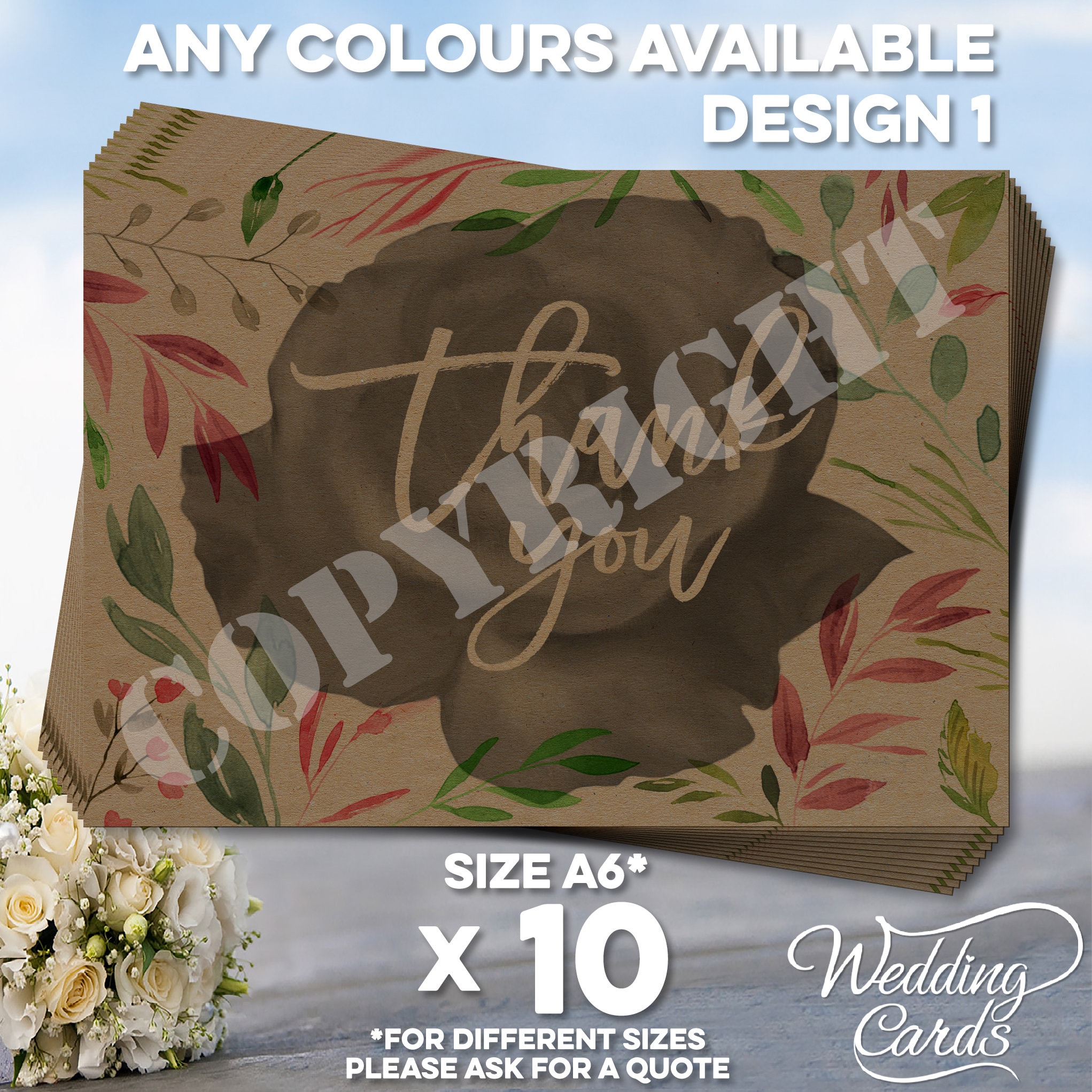 Set of 10 X Roses Curved Lines Flowers Watercolour Floral | Etsy