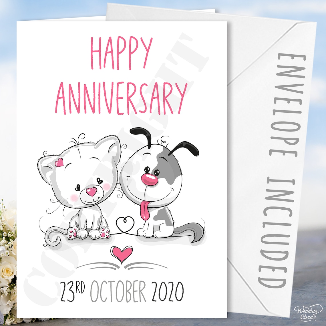 Personalised Happy Anniversary Cat Dog Husband Wife Boyfriend | Etsy