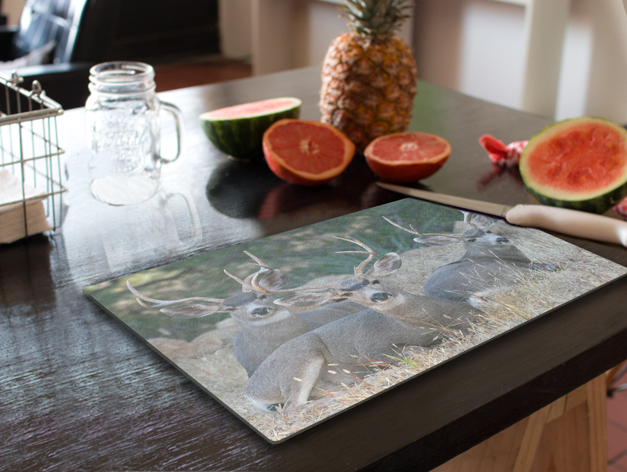 Glass Cutting Board - Three Mule Deer Bucks - Etsy