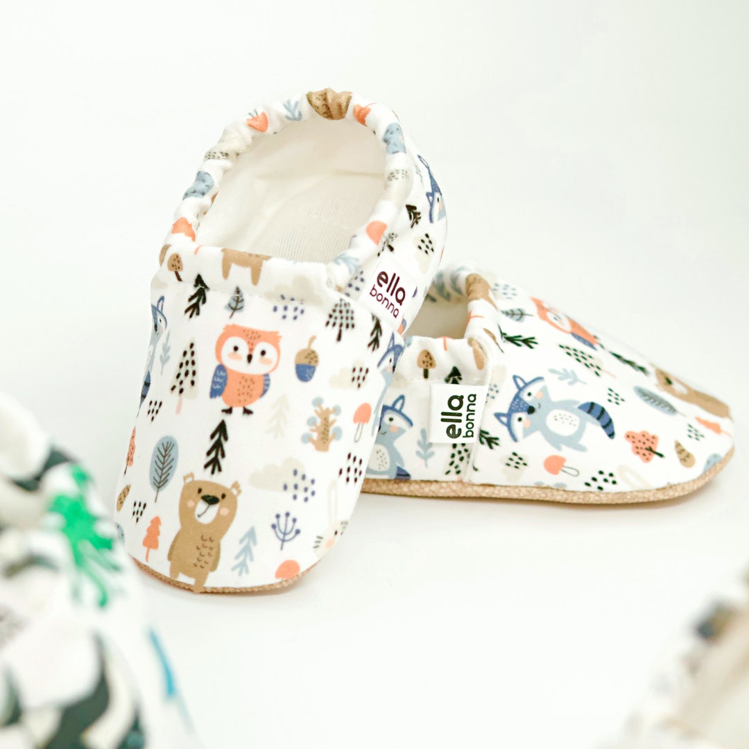 Forest Animals Baby Booties, Baby Moccasins, Soft Baby Shoes, Organic ...