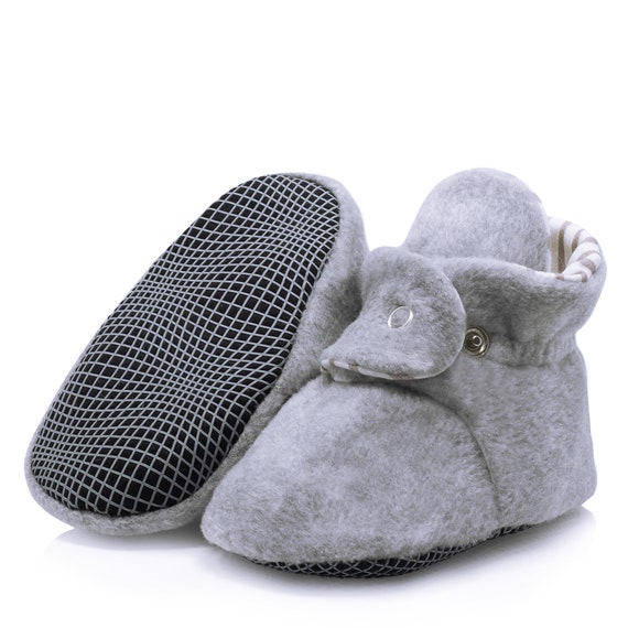 Grey Baby Booties Soft Sole Baby Booties Fleece Baby - Etsy