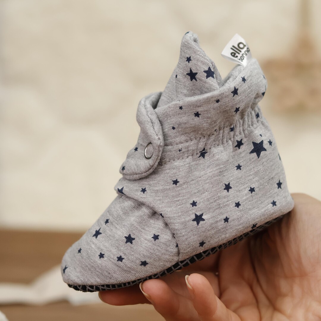 Grey Baby Booties, %100 Organic Cotton Baby Booties, Anti Skid Baby ...