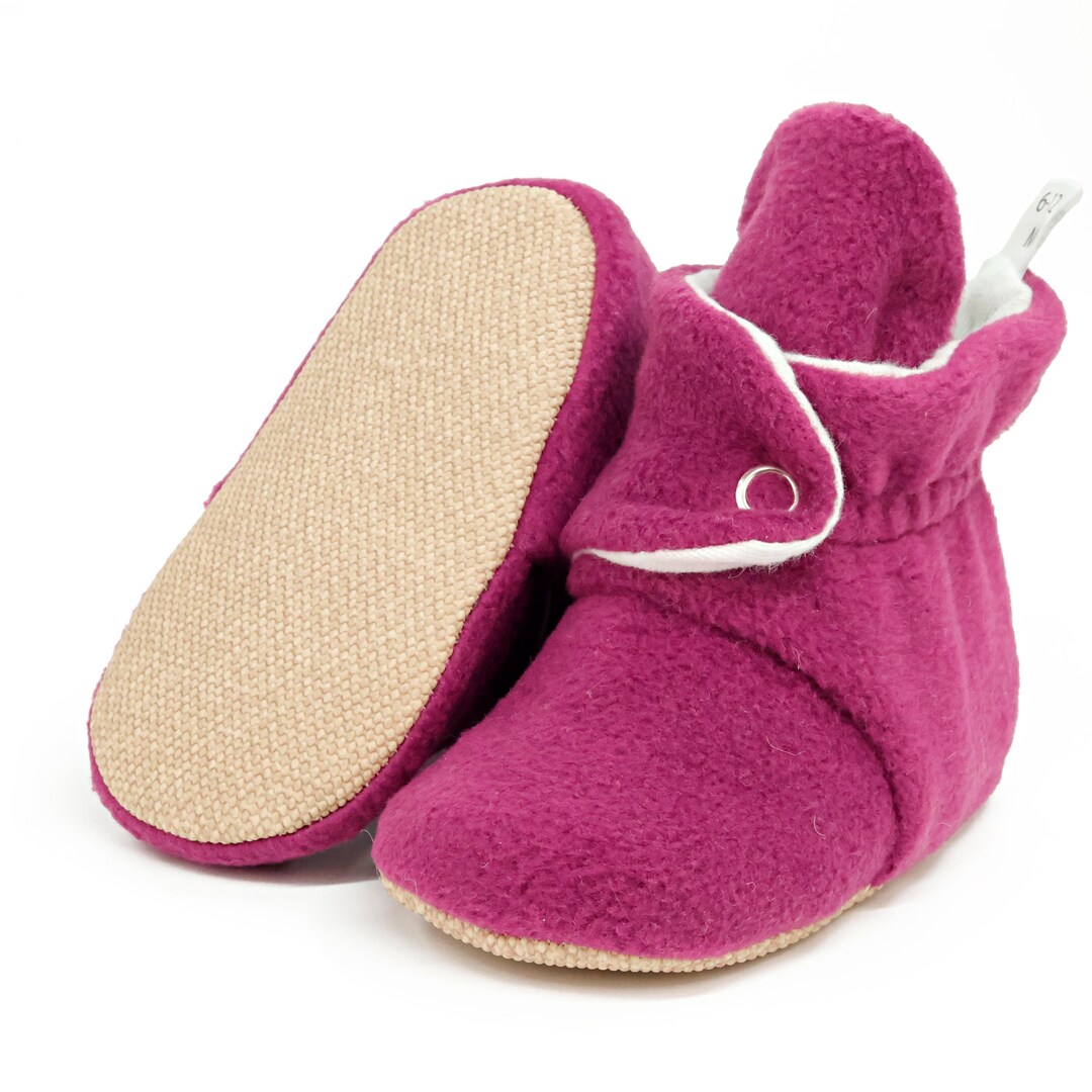 Fleece Baby Booties, Stay on Organic Baby Boots, Non Slip Baby Slippers ...